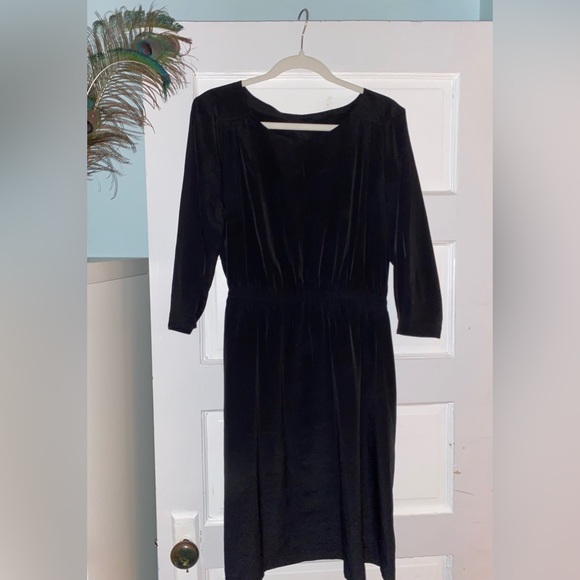 Dresses | Pristine Vintage Black Silk Frockpockets And Elastic Waist ...
